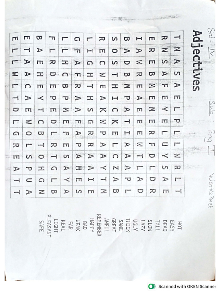English Worksheet STD 4th | PDF