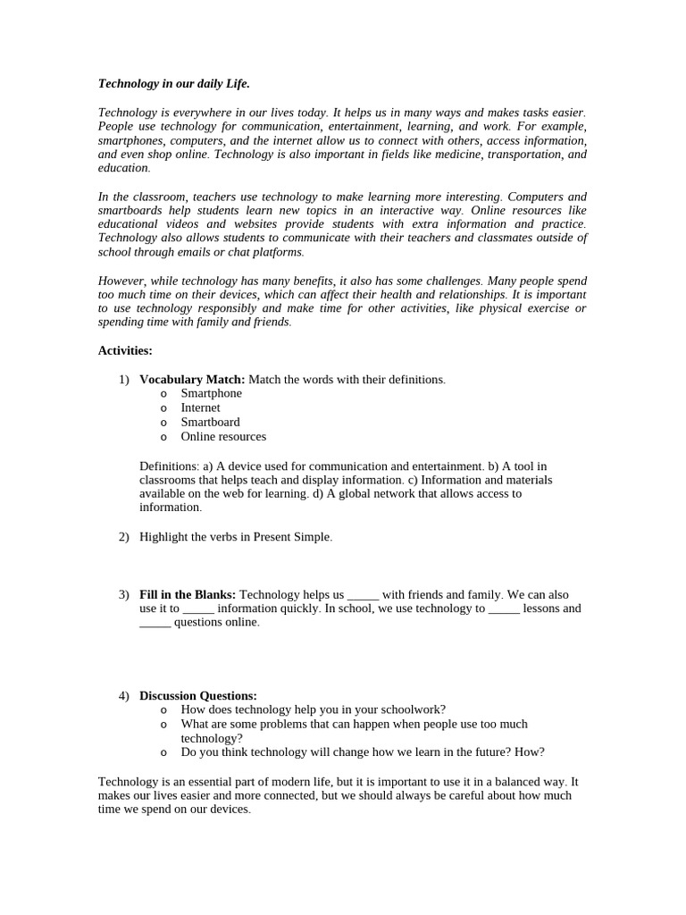 Using Technology in Daily Life | PDF