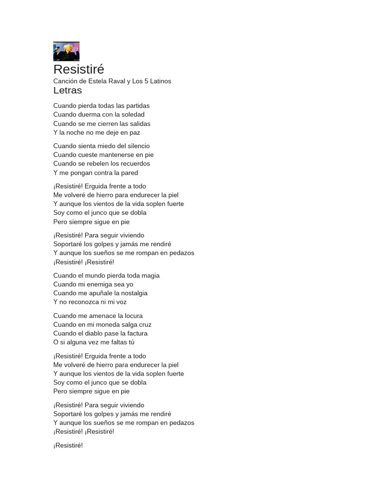 Resistiré Letra Diagnistico 4, 5 Del 2005 | PDF