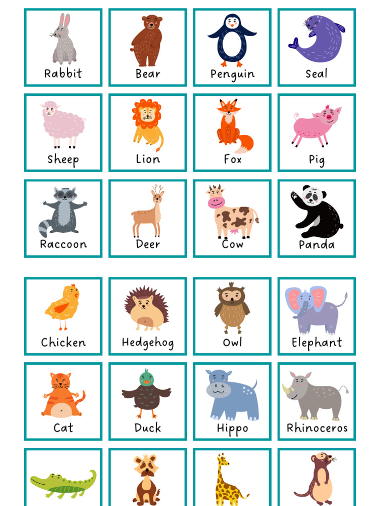 Animals Flashcard Memory Game | PDF