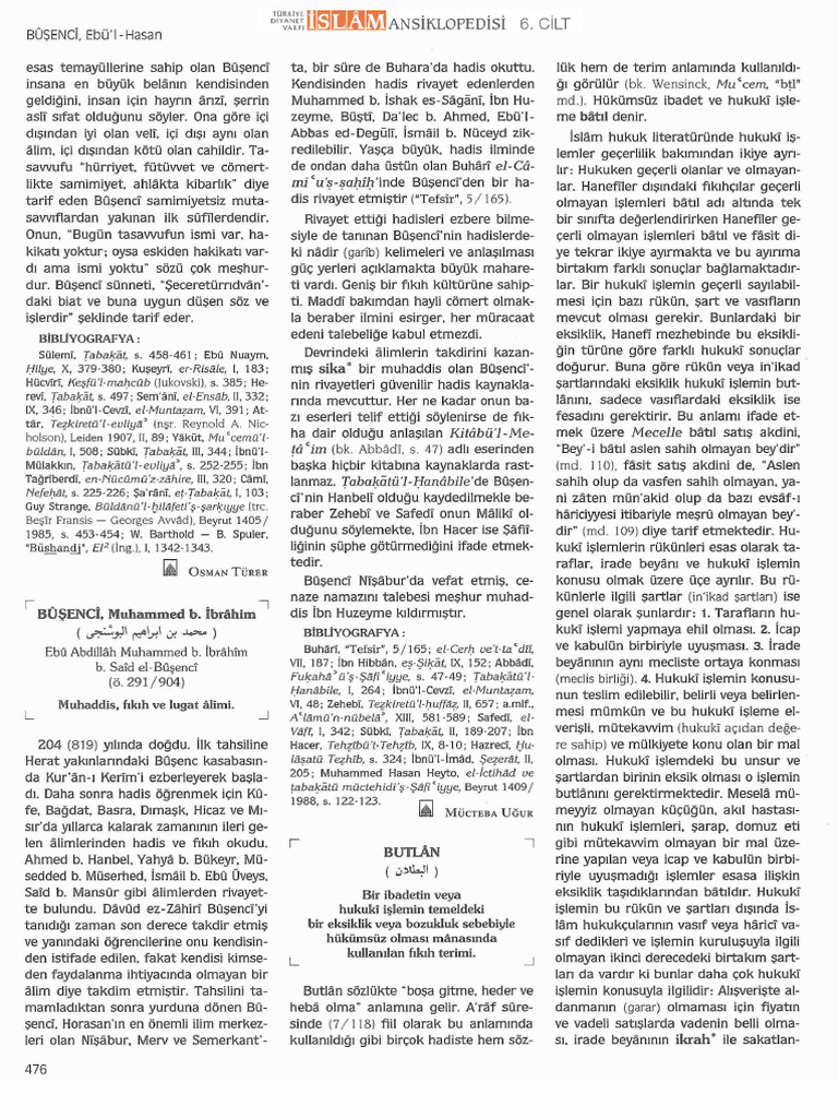 TDV DİA Butlan Kavramı | PDF