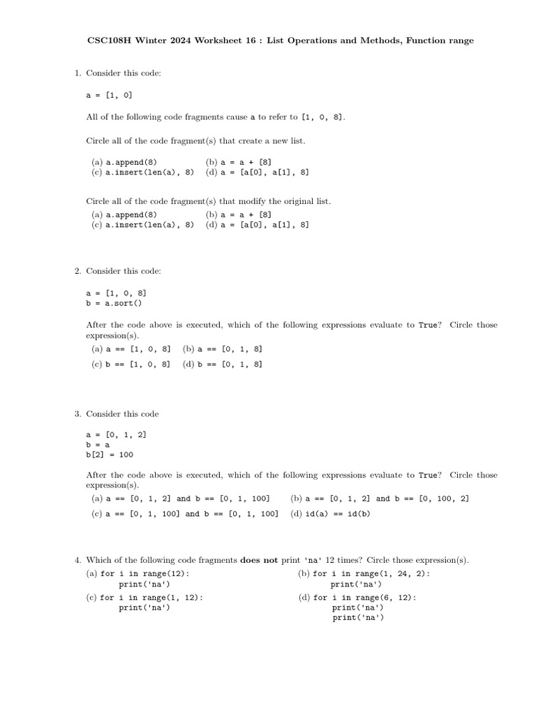 ws16 List Ops Range Worksheet | PDF