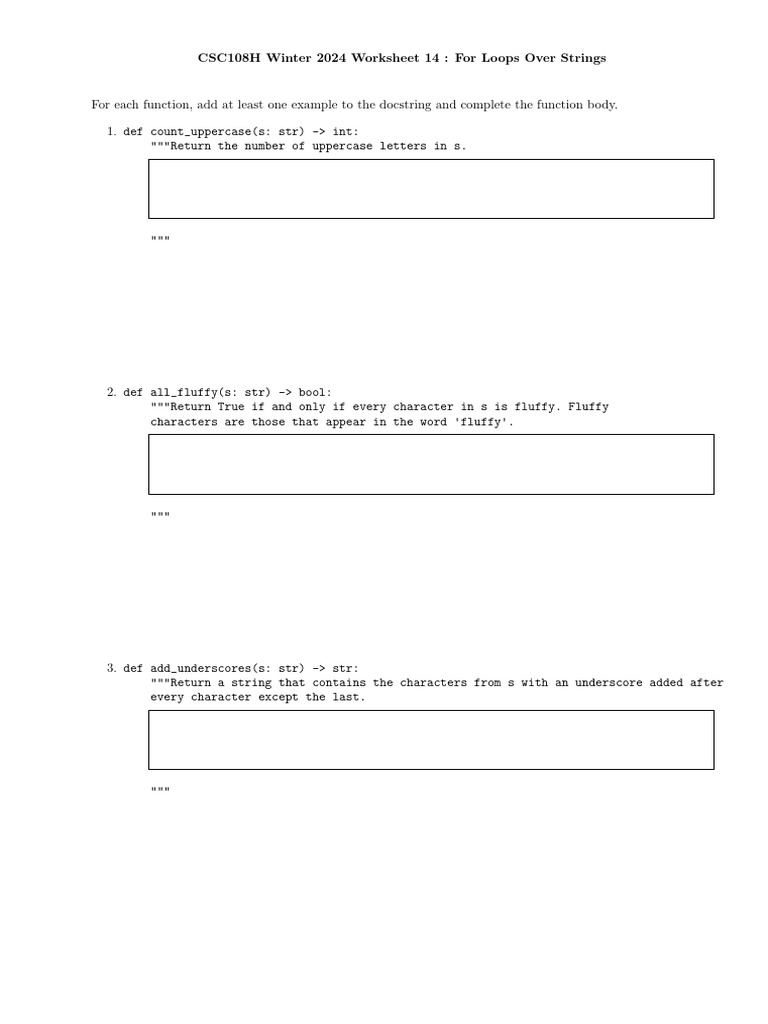 Ws14 For Loops Strs Worksheet | PDF