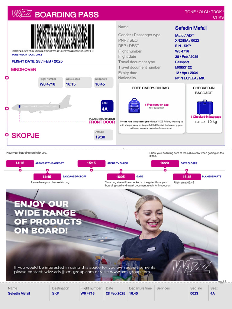 BoardingCard_390796048_EIN_SKP | PDF | Aviation | Transport