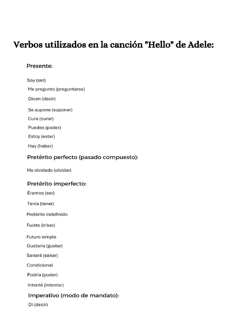 Verbos Utilizados English | PDF