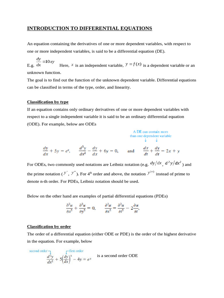 First Order Ordinary Differential Equations | PDF | Ordinary Differential Equation | Equations