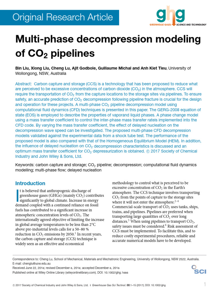 Multi phase decompression modeling of CO2 pipelines | PDF | Phase ...