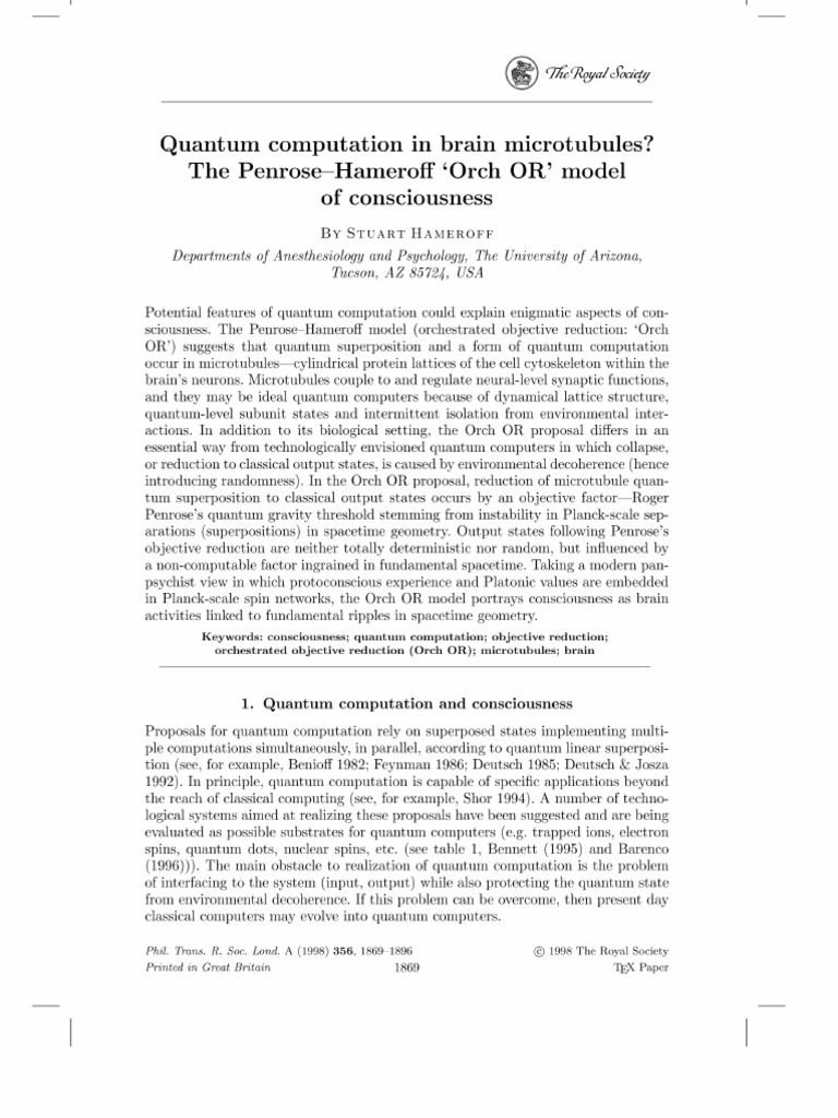 Quantum Computation in Brain Microtubules - The Penrose-Hameroff Orch ...