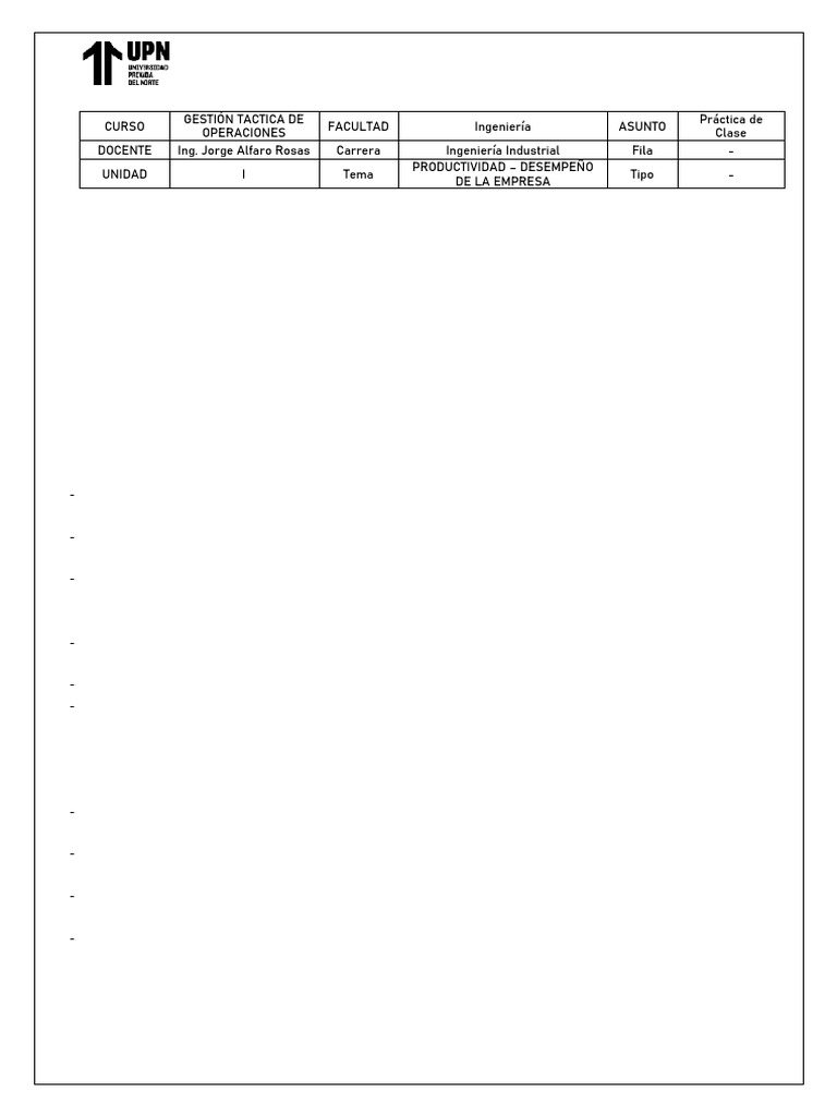 Semana 1 - Caso Integral - Productividad - Desempeño de La Empresa ...