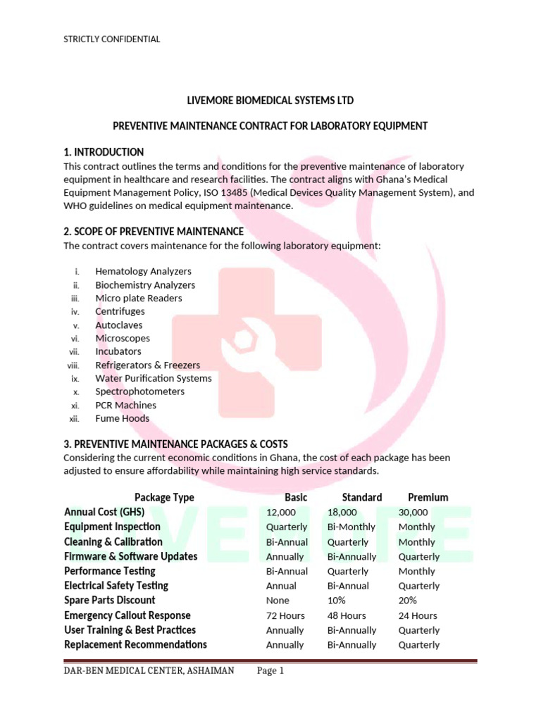 Preventivemaitenance Contract | PDF | Medical Device | Calibration