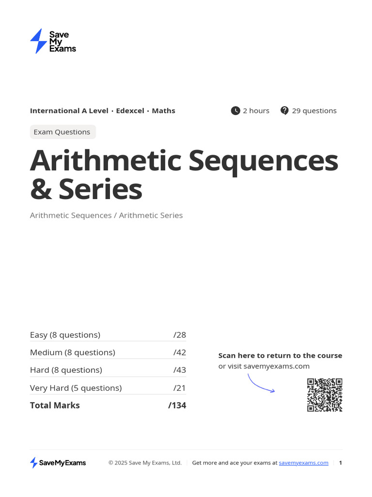 P2 - Sequences SavemyExams QP | PDF | Summation | Numbers