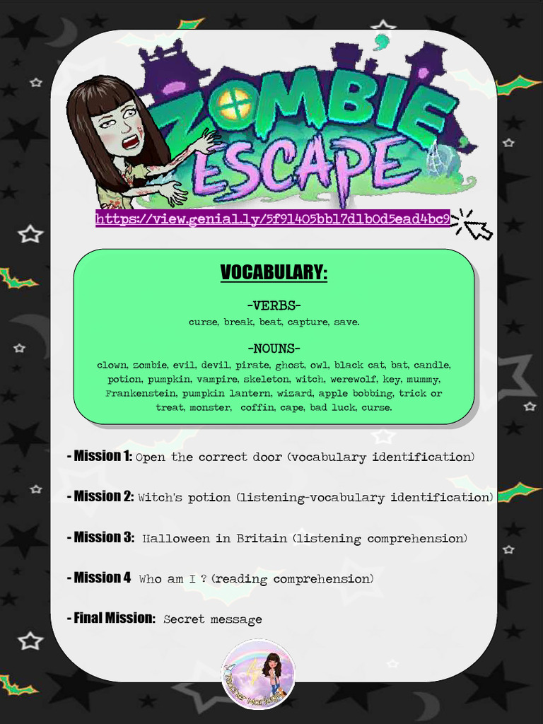 Halloween Zombie Escape + Worksheets | PDF