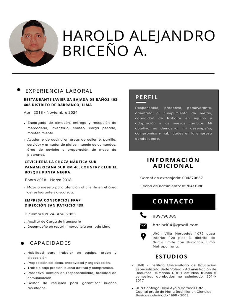 CV Harold Briceño | PDF