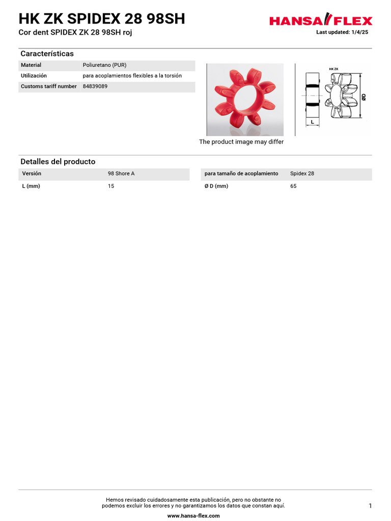 Acoplamiento Flexibles SPIDEX 28 98SH | PDF