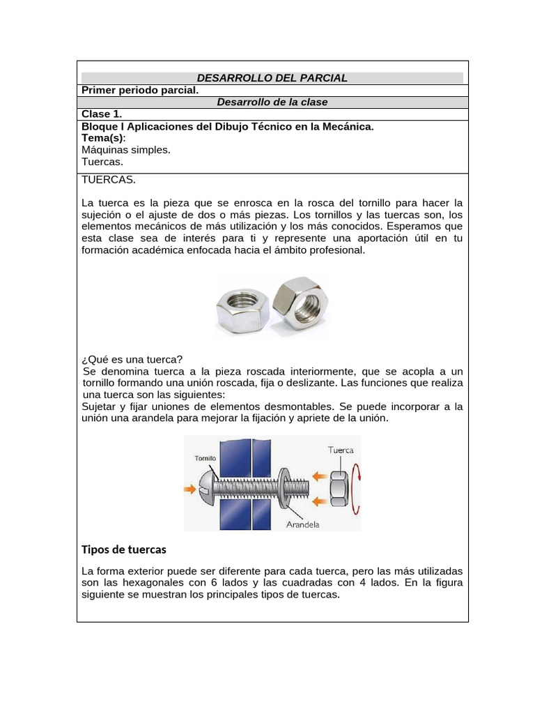 TUERCA | PDF | Tuerca (Hardware) | Tornillo
