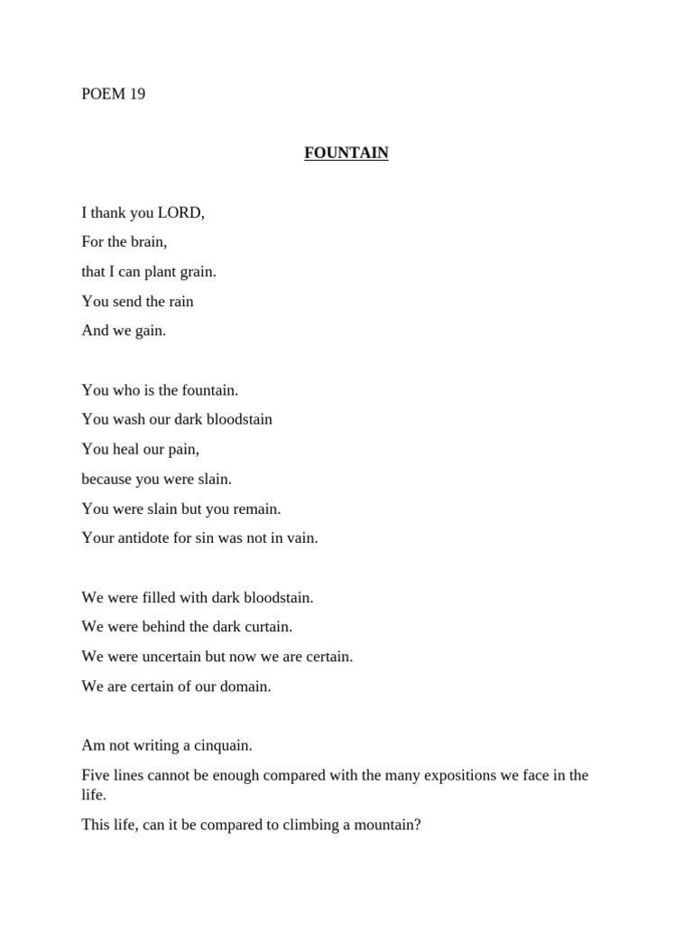 Poem on the Fountain | PDF