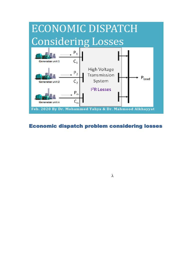 Lecture2 Economic Dispatch Problem Considering Losses B | PDF | Applied Mathematics