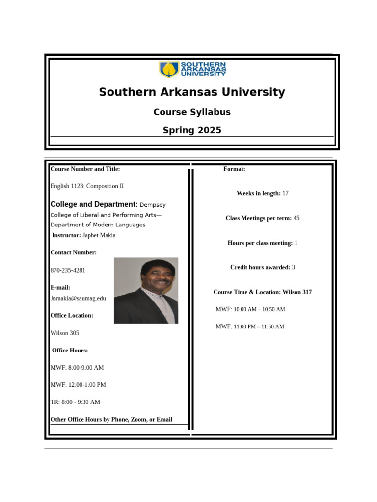 English 1123: Composition II Syllabus | PDF | Critical Thinking | Essays