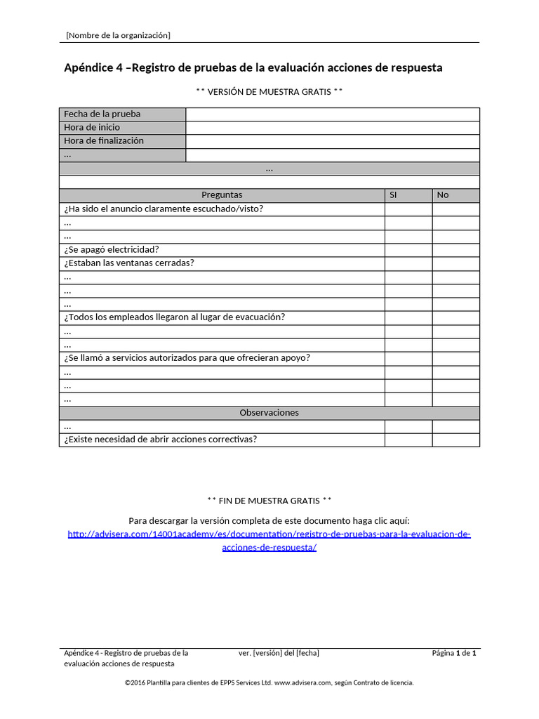 Registro de Pruebas de Evaluación de Respuesta | PDF