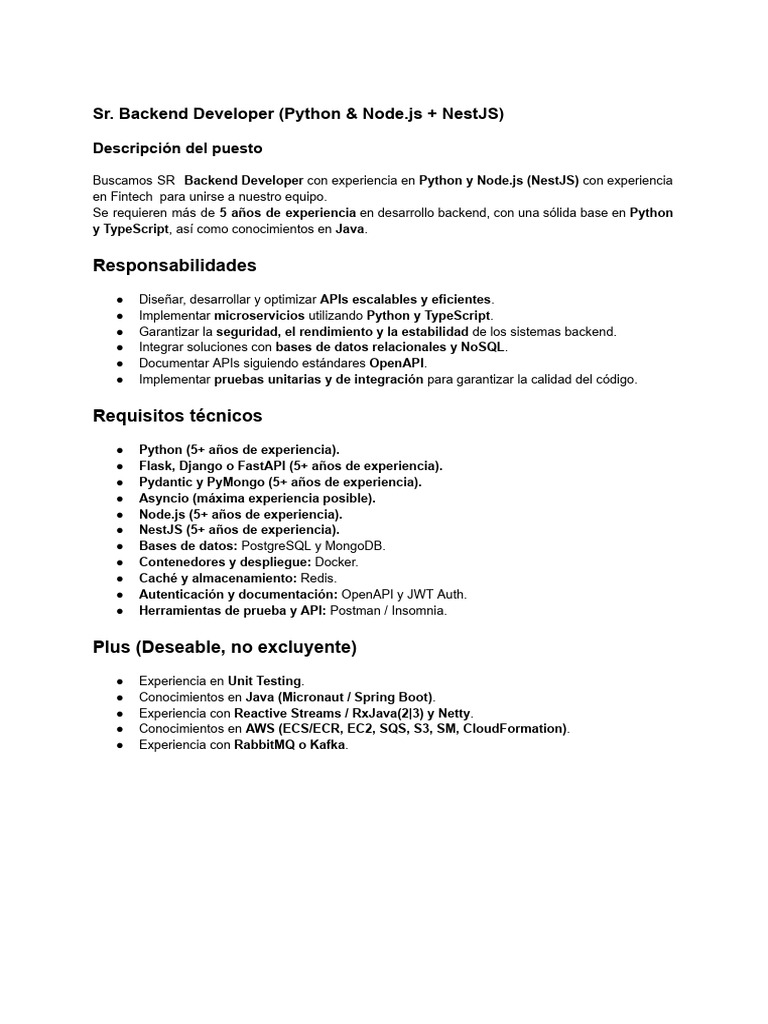 SR Backend (Python & Node+NestJS) .-2 | PDF