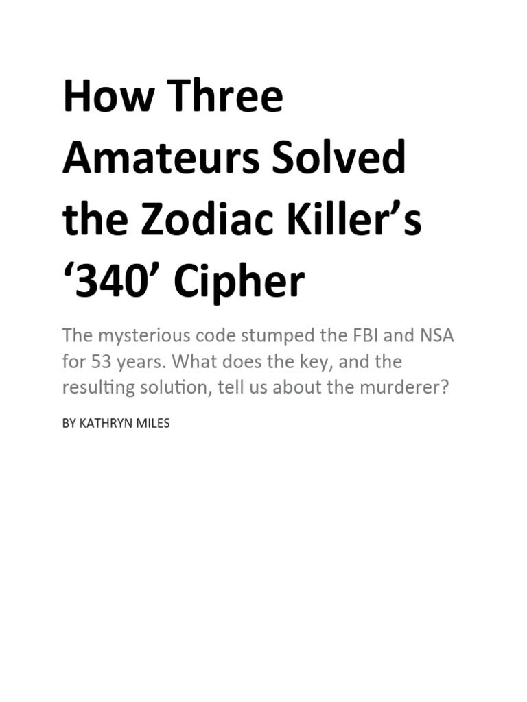 How Three Amateurs Solved the Zodiac Killer | PDF | Cryptography ...