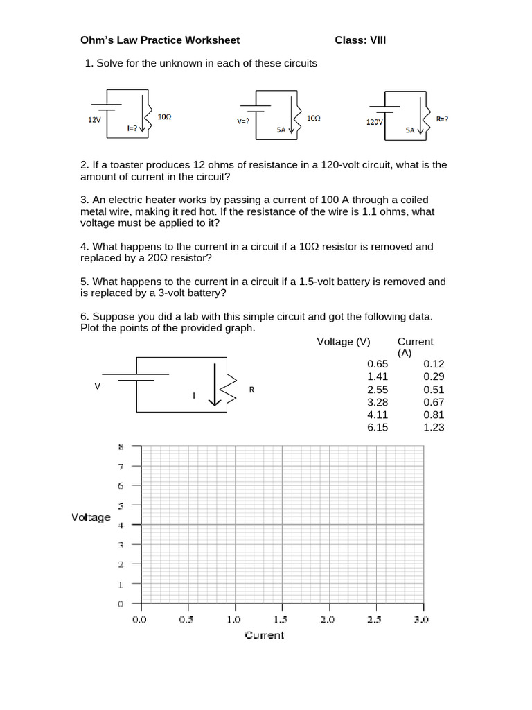 Ohm'Law Worksheet Lesson 4 | PDF