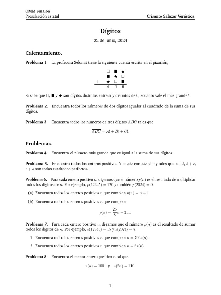Dígitos | PDF | Entero | Aritmética