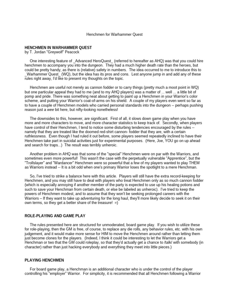 henchmen | PDF | Dwarf (Dungeons & Dragons) | Spear