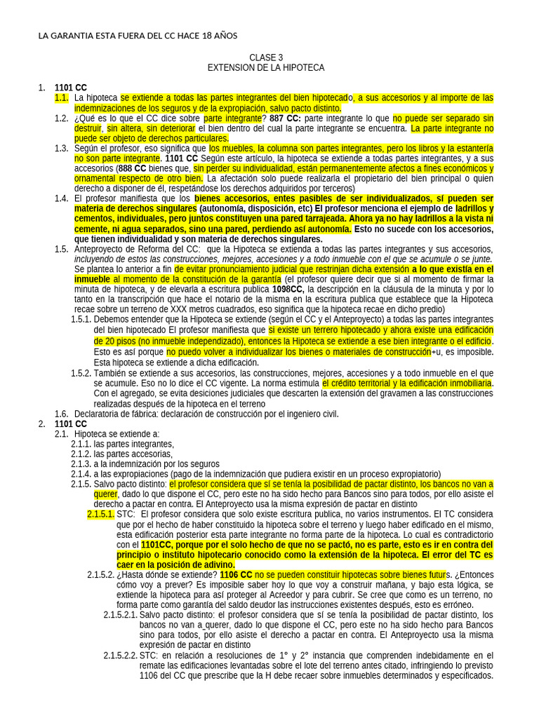 Clase 3 Extension de La Hipoteca | PDF | Ley de hipotecas | Ley común