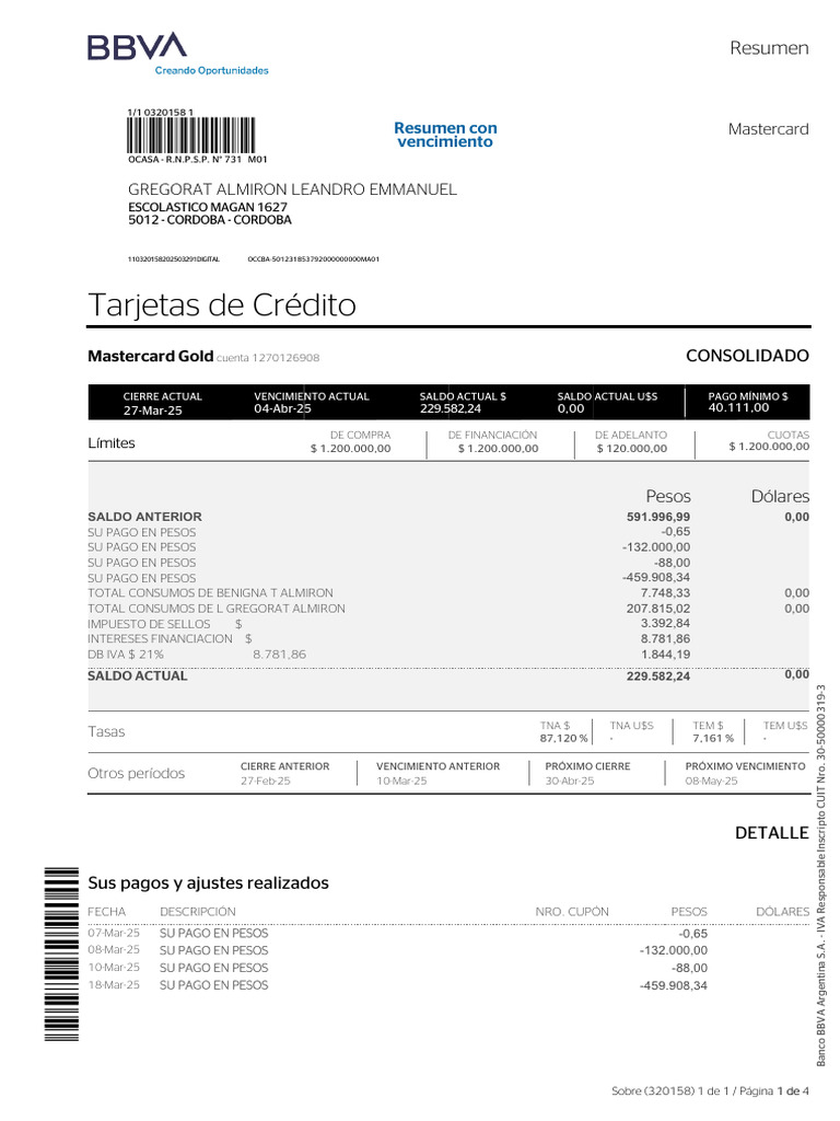 Resumen de Tarjeta Mastercard Gold | PDF | Tarjeta de débito | Tarjeta ...