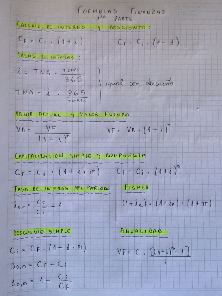 Formulas Finanzas | PDF