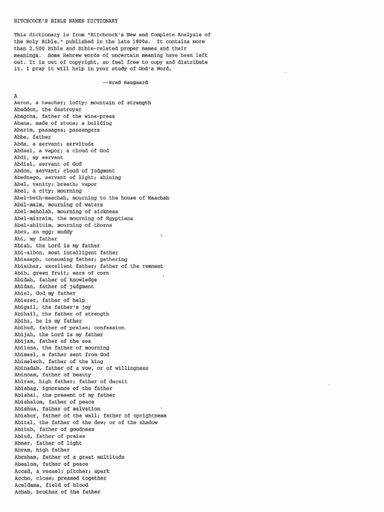 Bible Names Dictionary | PDF