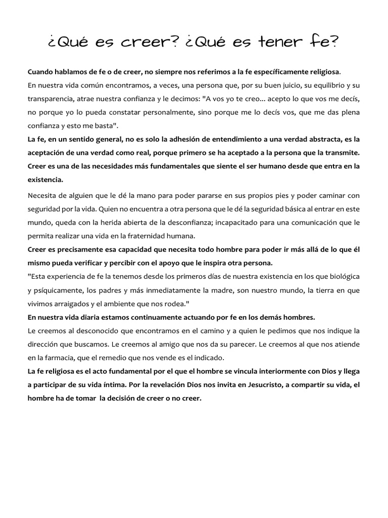 Qué Es Creer, Tener Fe | PDF