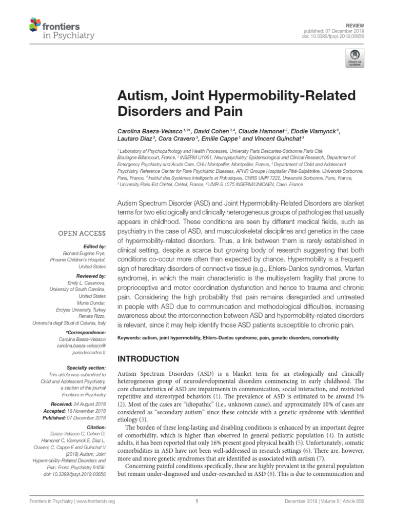 Autism, Joint Hypermobility-Related Disorders and Pain | PDF | Autism ...