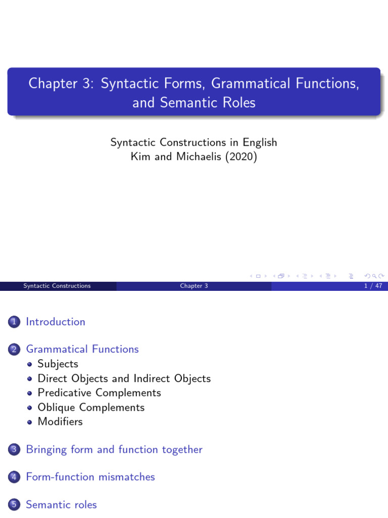 chap3-slides-kimmichaelis | PDF | Syntax | Subject (Grammar)