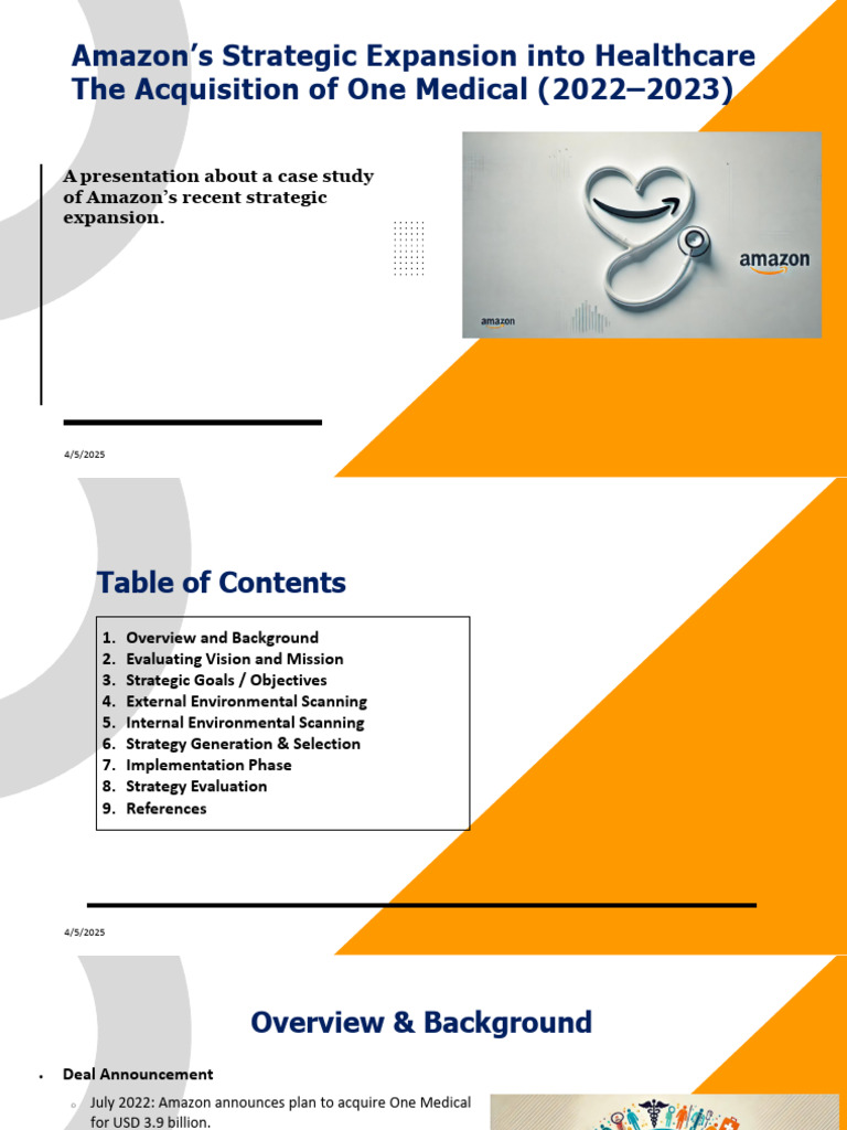 Amazon's One Medical Acquisition Overview | PDF | Strategic Management ...