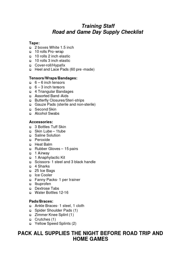 Game Day Prep Checklist | PDF
