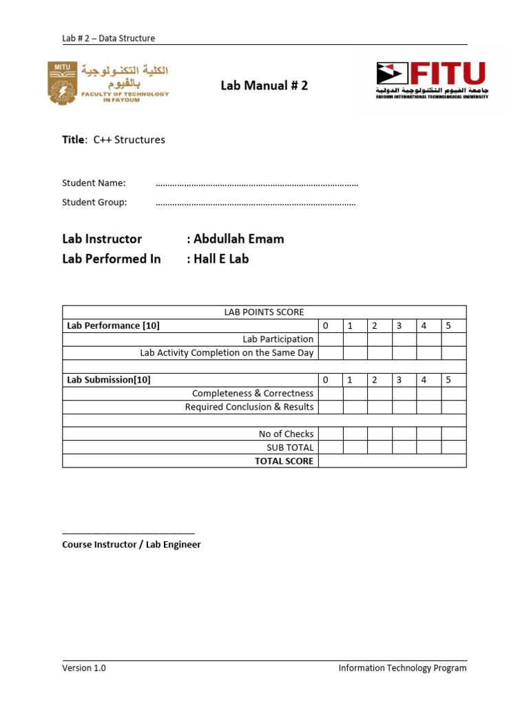 Lab Manual #2 Abdullah Emam Structure | PDF | Integer (Computer Science) | Programming Paradigms