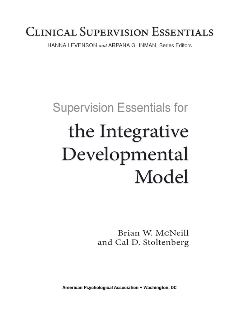 Supervision Essentials For The Integrative Developmental Model 1nbsped ...