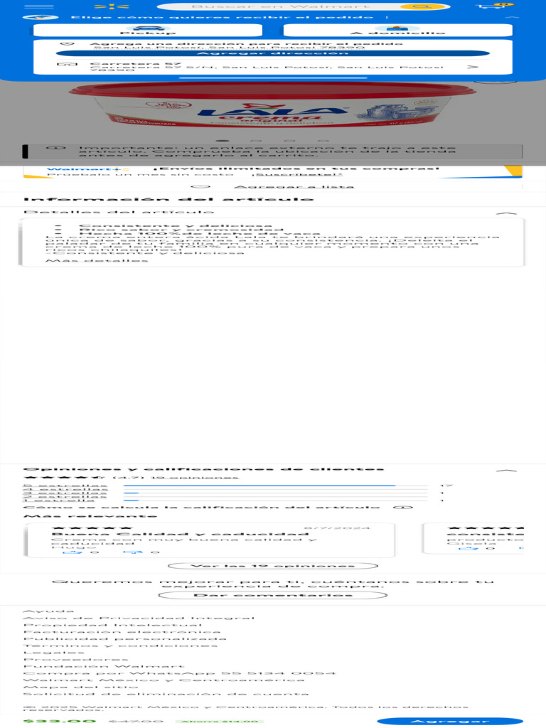Crema Lala Entera 426 Ml Walmart | PDF