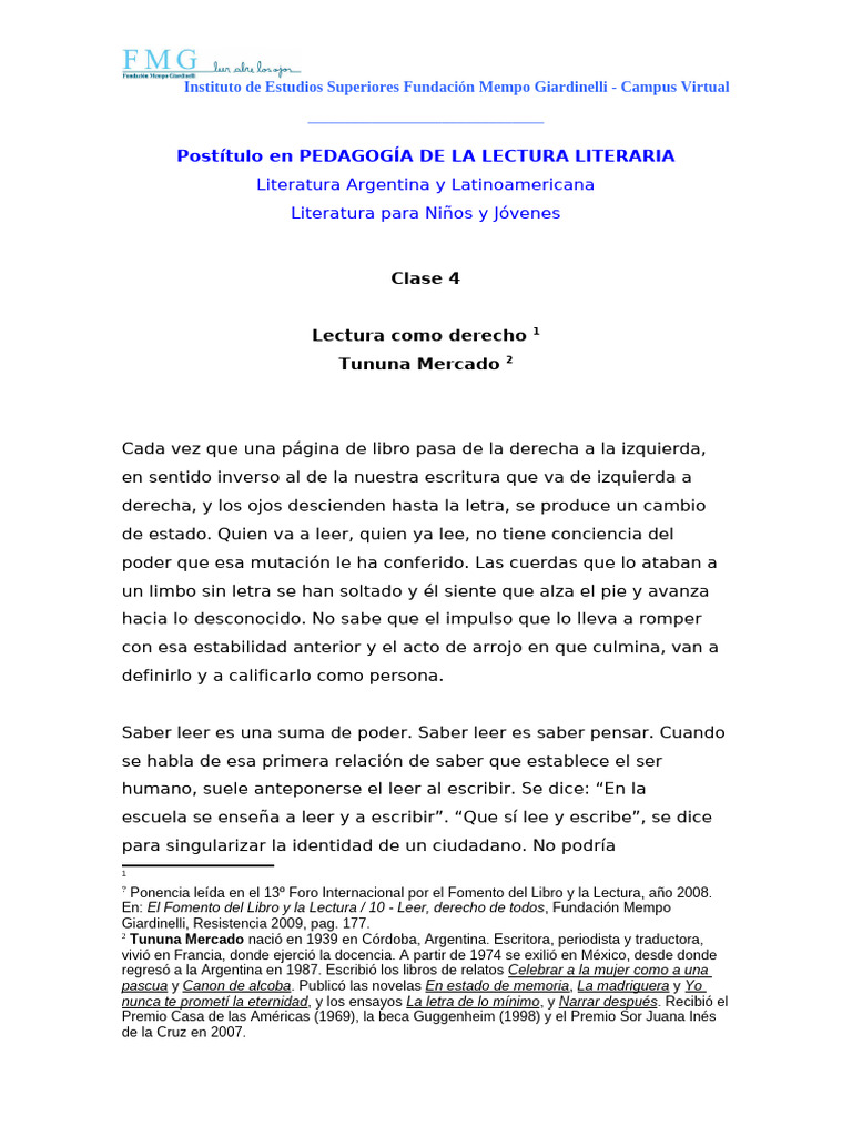 Clase 4 - 6.tununa Mercado - Lectura Como Derecho | PDF