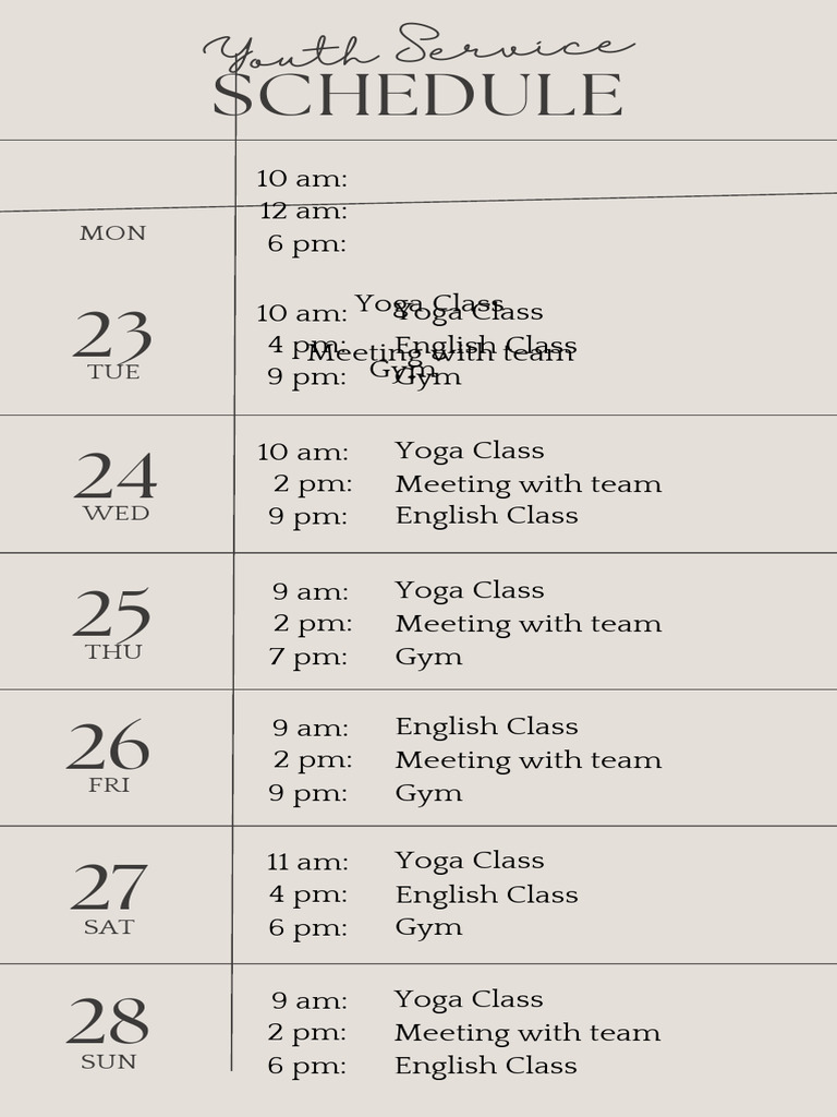 Modern Weekly Schedule Your Story | PDF