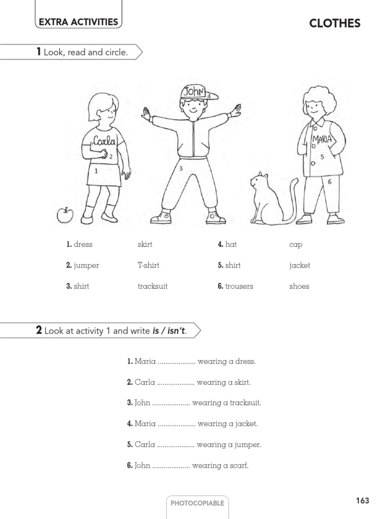 Clothes Vocabulary Exercises for Kids | PDF