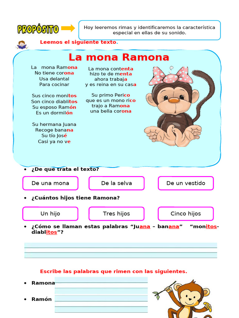 Rimas de la Mona Ramona y sus Hijos | PDF