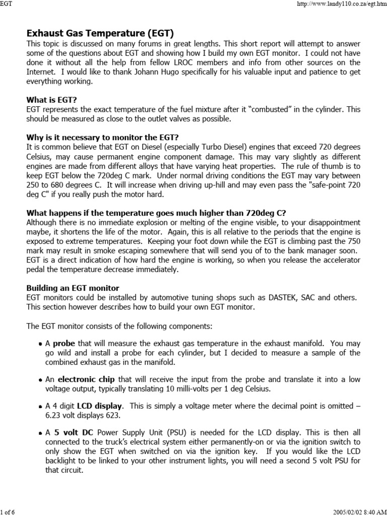 Exhaust Gas Temperature Monitor | PDF | Power Supply | Exhaust Gas