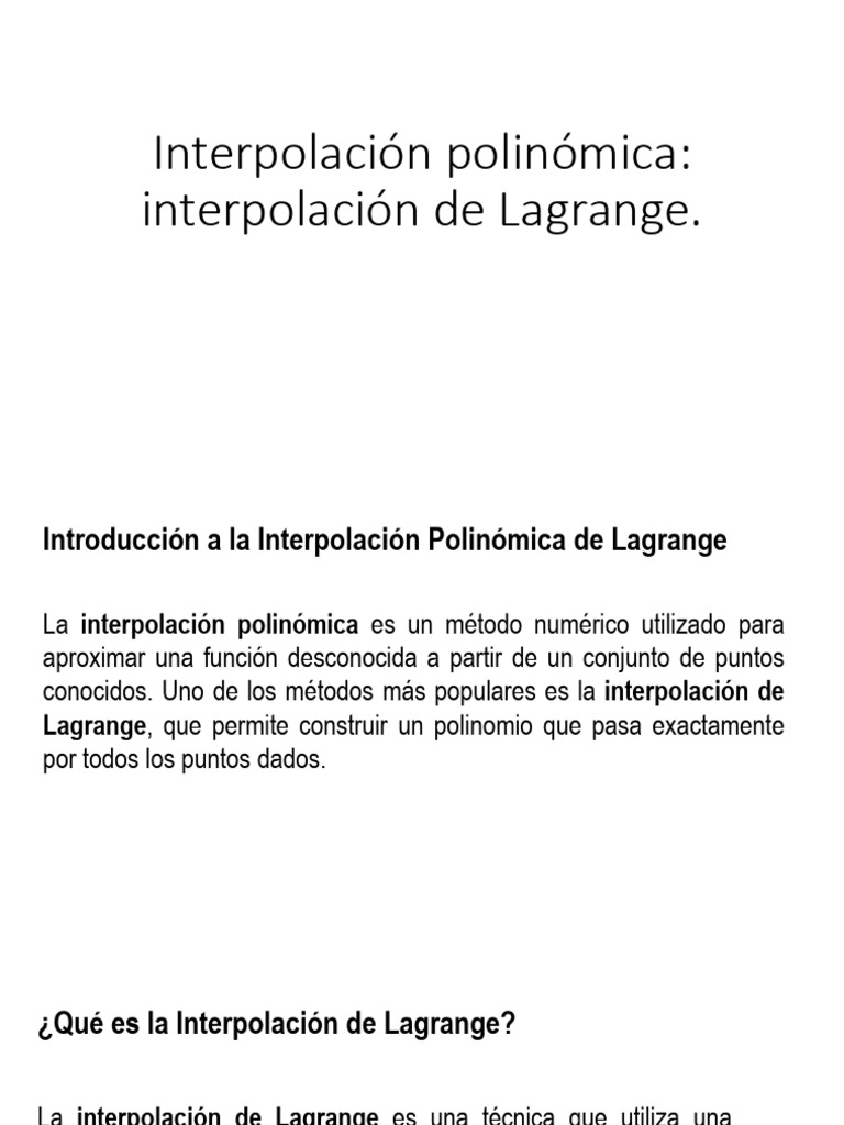 6-7. Interpolación Polinómica - Interpolación de Lagrange | PDF