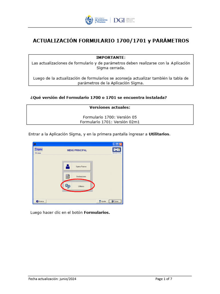 Actualización Formularios Parámetros F17001701 | PDF | Informática | Software
