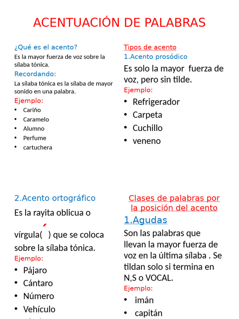 2024 ACENTUACIÓN DE PALABRAS 3ro PRIM | PDF