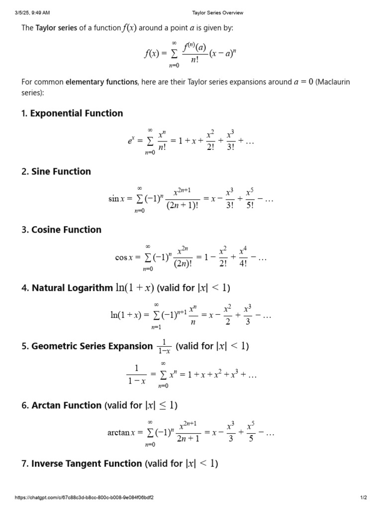 Taylor Series Overview-Primary Functions-3 | PDF | Trigonometric Functions | Combinatorics
