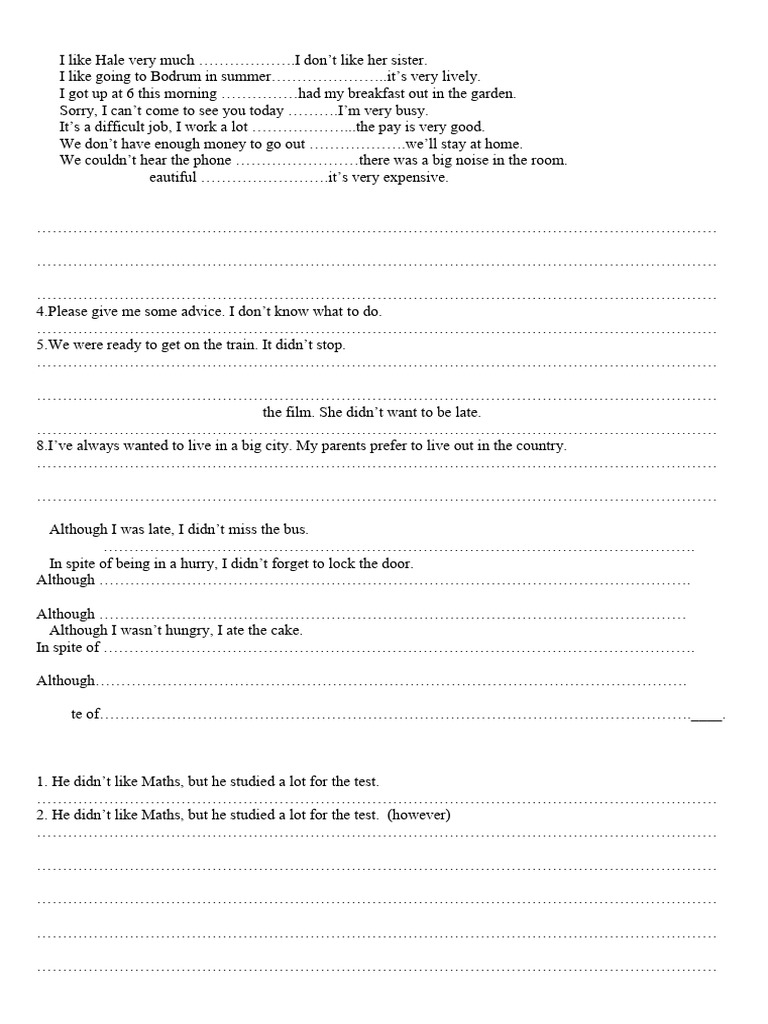 Linking Words Practice Exercises | PDF